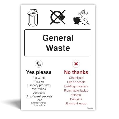 Pack of 2 General Waste WRAP Recycling Bin Signs - Premium LAMINATED ...