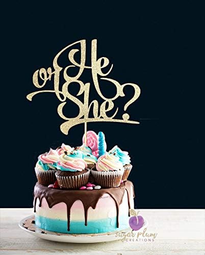 Amazon.com: Sugar Plum Creations He or She Cake Topper : Grocery ...
