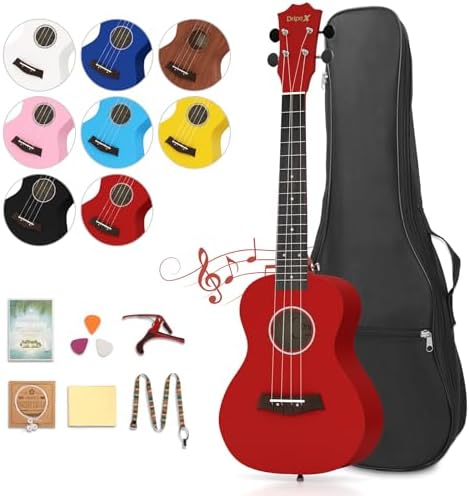 Dripex Natural Concert Ukulele 23 Inch Ukulele with Beginner Kit ...