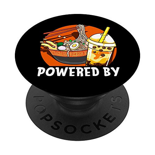 Funny Powered By Ramen & Bubble Tea Cute Anime Kawaii Boba PopSockets ...