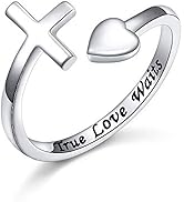 Amazon.com: Inspirational Jewelry Sterling Silver Engraved Faith Double Cross Ring Christian ...