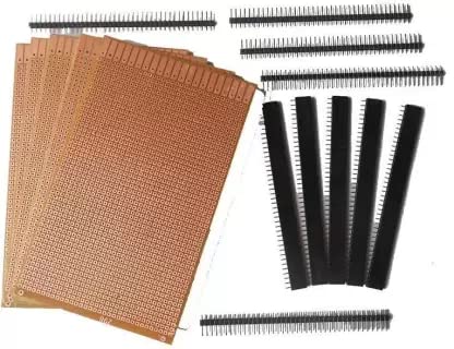 General Purpose Printed Circuit Board, 5 Pieces + Female Berg Strip, 5 ...