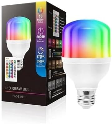 Smart RGB LED Light Bulb, 5000K & 3000K Color Temperatures, Dimmable ...