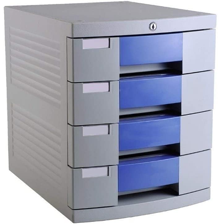 Flat File Cabinet 5-Drawer - Desktop Locking Plastic Storage Organizer ...