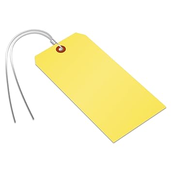 SmartSign Blank Yellow Tag with Wire | 6 1/4" x 3 1/8" Tear Proof ...