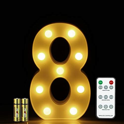 HONPHIER® LED Number Lights Remote Control Marquee Decoration Light Up ...