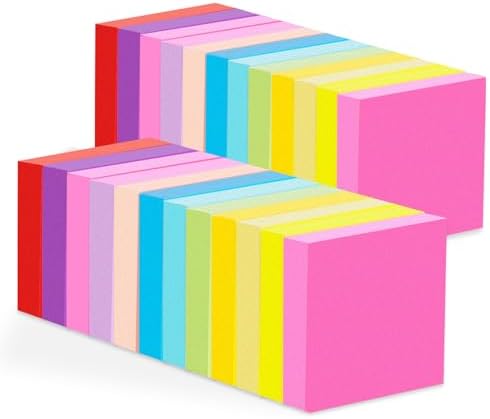 12 Pads Mini Sticky Notes 2 x 2In,12 Bright Colorful Sticky Note Pads ...