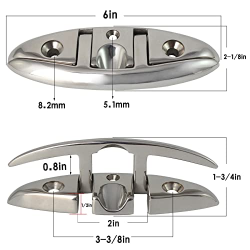 Snapklik.com : VEITHI 316 Stainless Steel Boat Folding Cleats 6 Inch ...