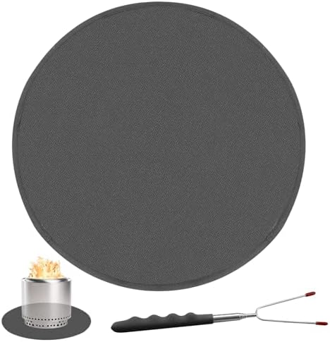 Fire Pit Mat with Retractable Barbecue Fork, Fireproof Tabletop Fire ...