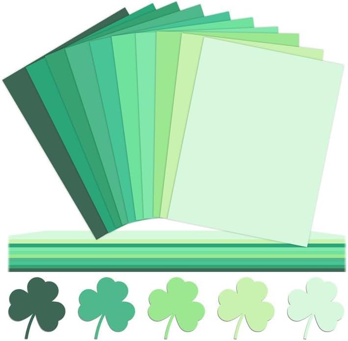 Amazon.com : 100 Sheets 8.5 x 11 Inch Assorted Green Colored Card Stock ...