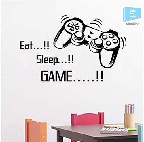 SIGN EVER Eat Sleep Game Joystick Art Design Vinyl Decal Gamer Wall ...