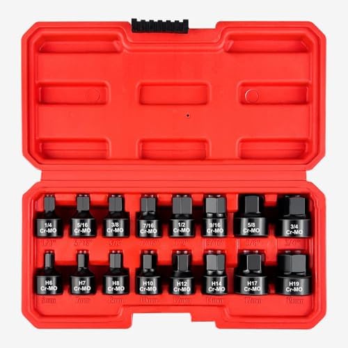 WETT 3/8-Inch Drive Low Profile Impact Hex Driver Set, 16-Piece Stubby ...
