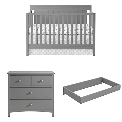 Amazon.com : Oxford Baby 3 PC Nursery Set Lazio 4-in-1 Convertible Crib ...