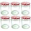 Nutley's 6 Round Glass Jam Jars + Red Gingham Lids: 190ml (7oz) : Amazon.co.uk: Home & Kitchen