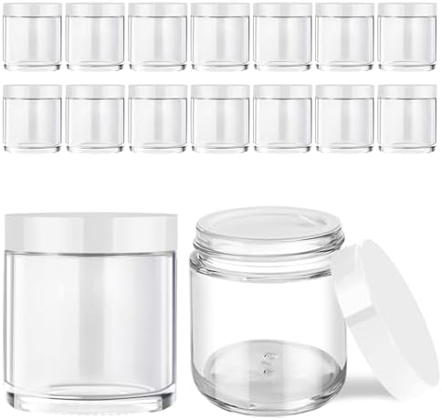 Amazon.com: Tecohouse 4 oz Glass Jars with Lids, 16 Pack Clear Cream ...