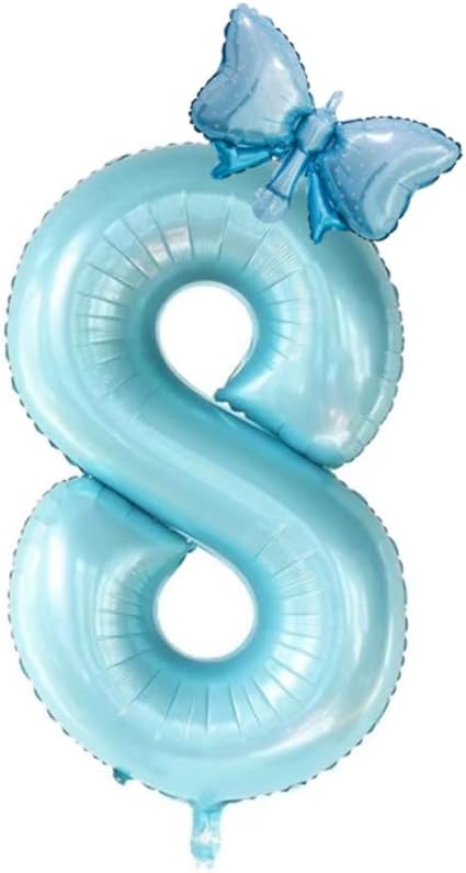 Amazon.com: 40inch Light Blue Butterfly Number 8 balloons, Giant Big ...