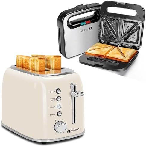 Amazon.com: Toaster 2 Slice Retro and Sandwich Maker with Super ...