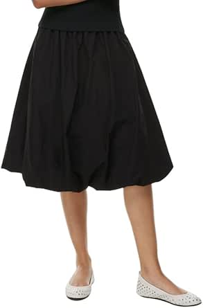 Women Low Waist A Line Ruffle Bubble Long Skirts Solid Pleated Maxi ...