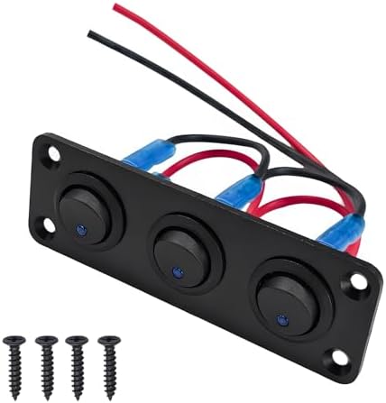 Amazon.com: Gasedin 3 Gang Rocker Toggle Switch Panel, DC 12V 20A ...