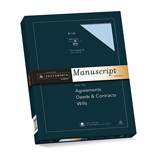 Southworth 25% Cotton Paper Blue Manuscript Covers, 9ââ‚¬Â x 12.5ââ‚¬Â ...