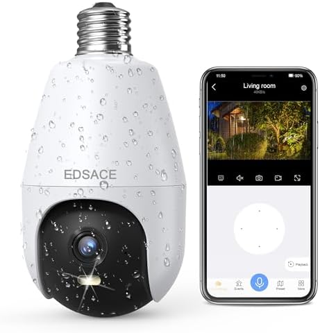 Amazon.com : EDSACE Outdoor Weatherproof 5G Light Bulb Security Camera ...