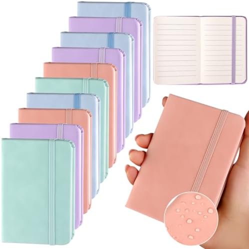 10 Pack Pocket Notebook Portable A7 Notebooks with Elastic Band Lined ...