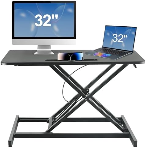 Amazon.com: 32" Gas Lift Standing Desk Converter, Adjustable Height ...