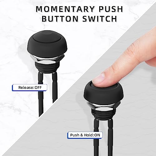 Snapklik.com : Joinfworld 10Pcs 12V Momentary Push Button Switch 12MM 1/2 Mounting Hole ...