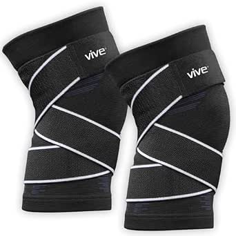 Amazon.com: Vive Knee Compression Sleeve with Straps (2 Pack) - Elastic ...