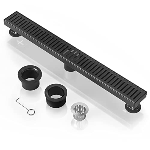 Snapklik.com : EXF Linear Shower Drain 12 Inch Matte Black, Stainless ...