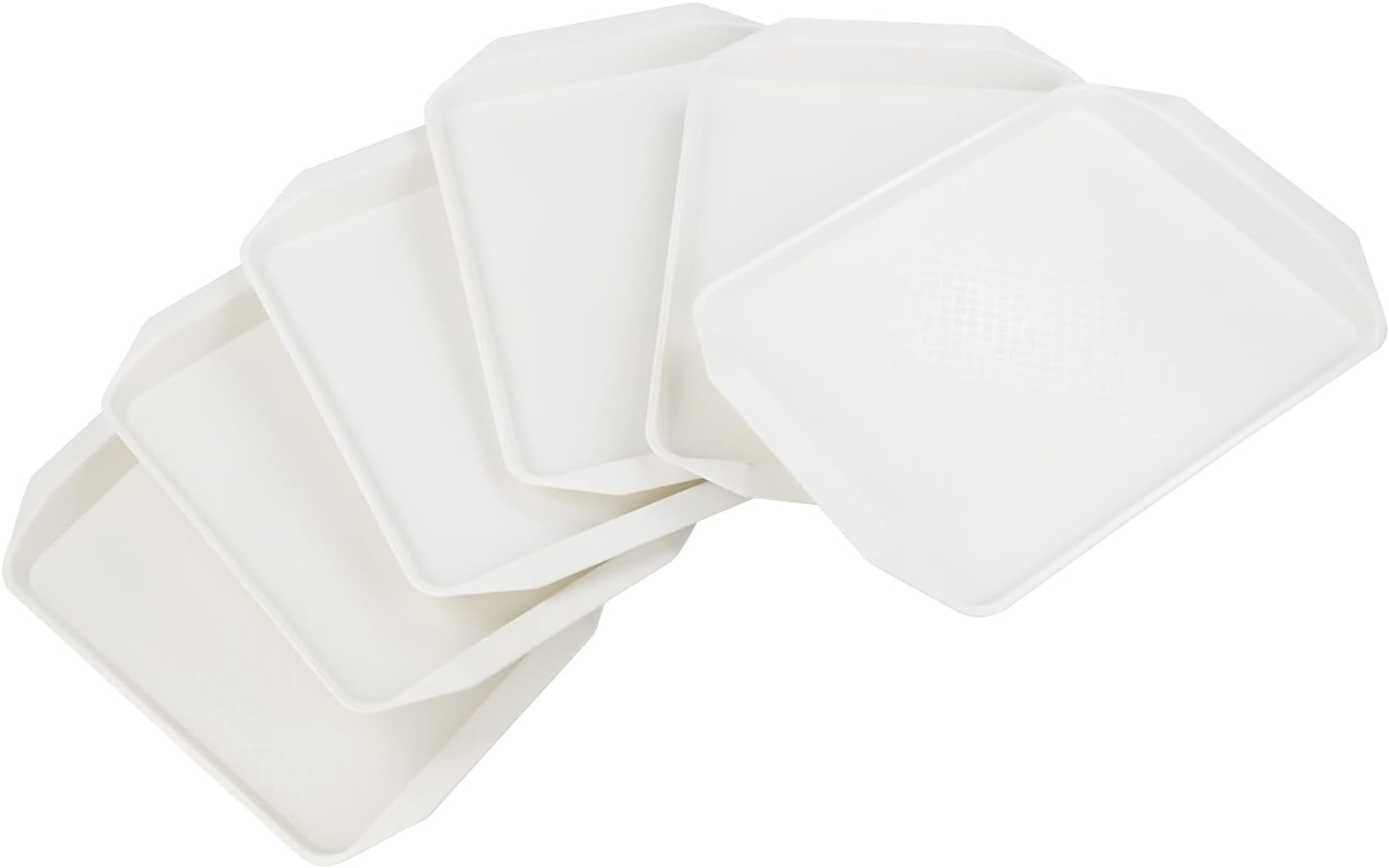 Fosly Plastic Serving Trays, Rectangular Fast Food Tray, White, 6 Packs ...