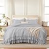 Amazon.com: Andency Light Gray Ruffle Comforter Set King, Shabby Chic ...