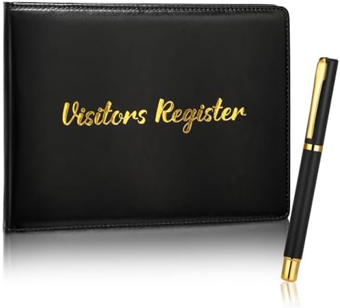 Amazon.com: Humyoun Visitor Log Book Set with Black Pen Leather ...