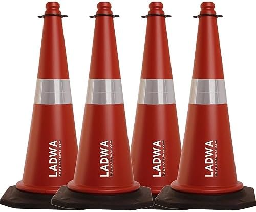 LADWA Road Traffic Cones – 750mm Height, Pack of 4 Cones with ...