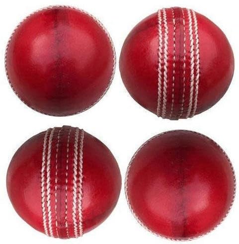 Cricket Red Leather Ball Cricket Synthetic Ball (Pack of 4, Red ...