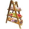 Amazon.com | Rustic Acacia Wooden 3-Tier Serving Tray - Foldable Wood ...