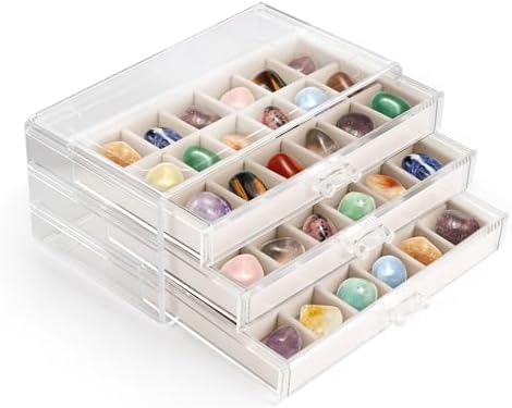 Amazon.com: Rock Display Case,Rock Collection Box,54 Grid Rock ...