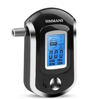 SIMMANS Police Alcohol Tester Breath Analyzer with 5 Mouthpieces ...