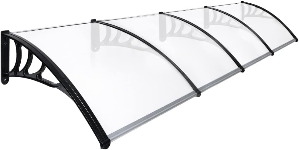 Mountview Window Door Awning Canopy Transparent PC Panel with Black ...