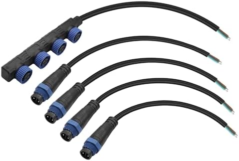PNGKNYOCN M15 4 Way IP67 Waterproof Splitter Y Cable 2-Pole Wire and 2 ...