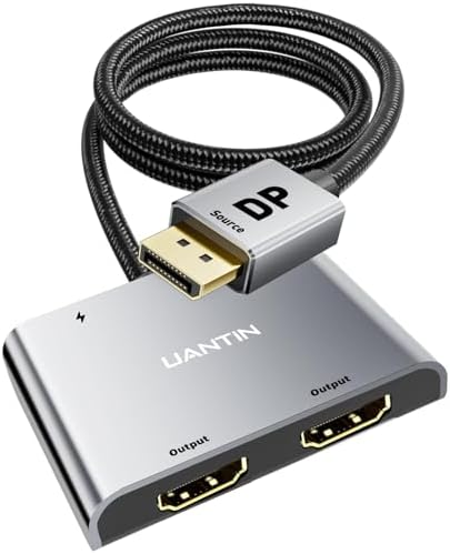 UANTIN DisplayPort to Dual HDMI Adapter | 4K 60Hz DP Source to HDMI ...