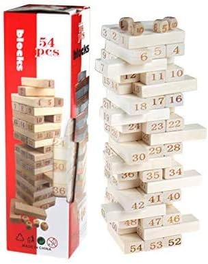54 Pieces Tumbling Timbers Toppling Tower Wood Block Stacking Games ...