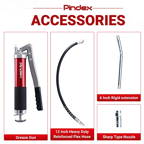 Pindex Grease Gun 8000 PSI Professional Pistol Grip with Flexible Hose ...