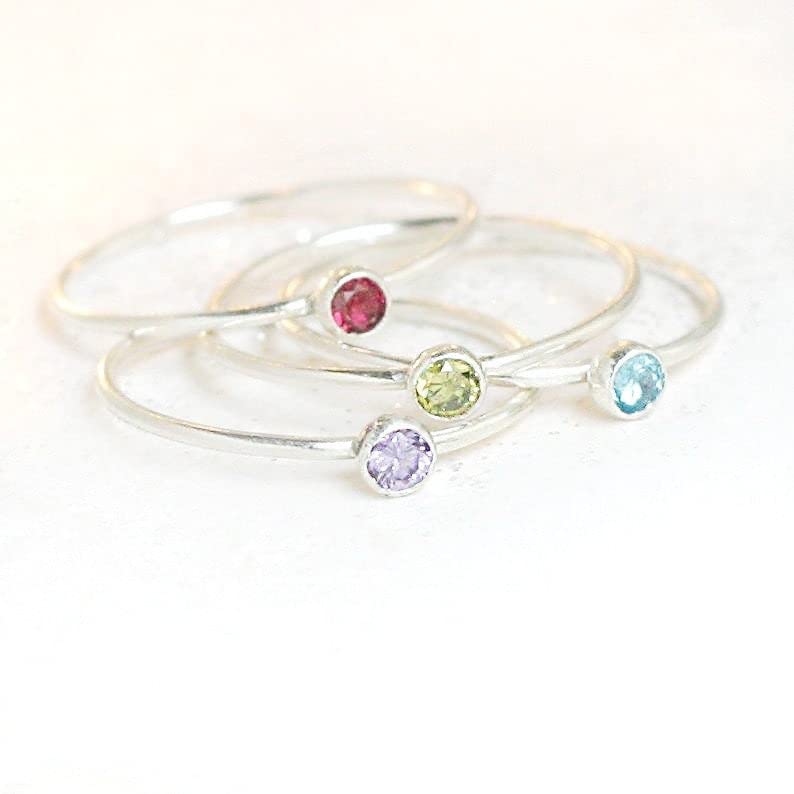 Amazon.com: birthstone ring. ONE stackable birthstone gemstone ring ...