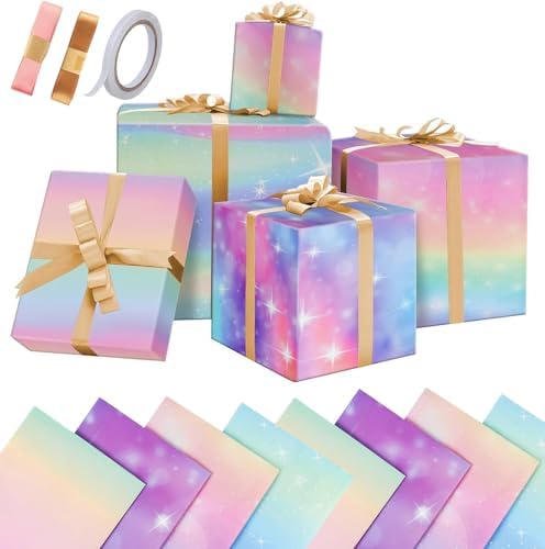 Gifts Wrapping Paper Set, Starry Sky Gradient Colour Gift Wrapping ...