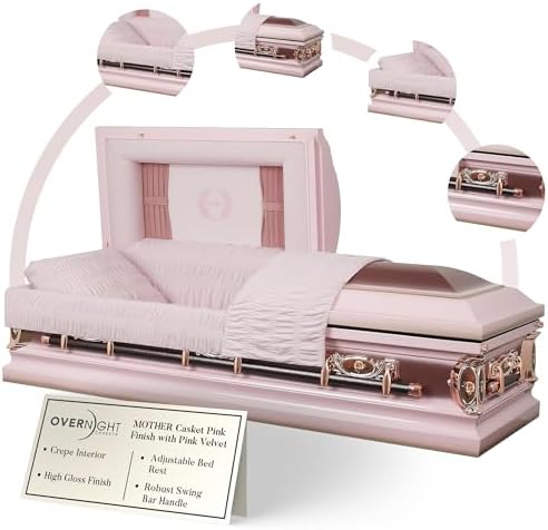 Amazon.com: Overnight Caskets Mother Funeral Metal Casket Pink with ...