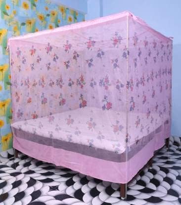 KOLAR Double Bed Mosquito Net, 6X6.5 Feet Premium Machardani Pink ...