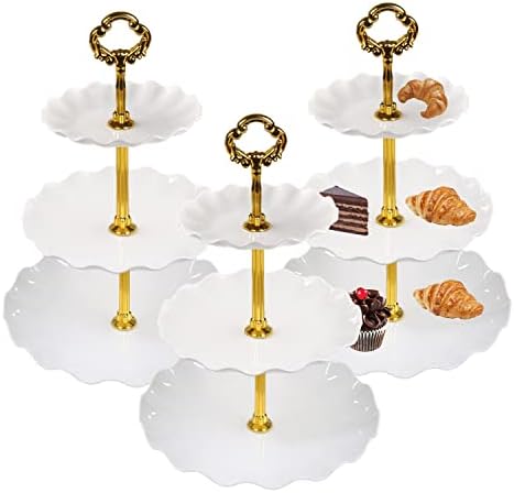 Quanerba (3 Pack) 3 Tiers Cake Stands, Cake Display Plastic, Reusable ...