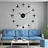 YH Flying Plane Fighter Jet Modern Large Wall Clock DIY Acrylic Mirror ...