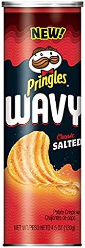 Amazon.com: Pringles Wavy, Potato Crisps Chips, Classic Salted, 4.8 oz ...